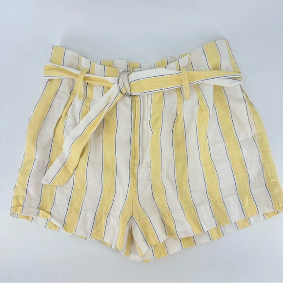 Frame Denim | Shorts | Frame 0 Linen Striped High Waisted Built In Belt ...